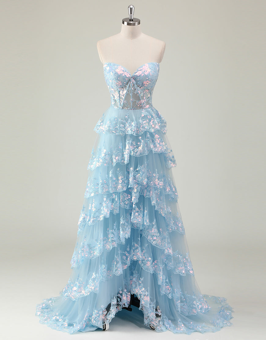 Dressself Sparkly Blue Princess Sweetheart Sequins Tulle Applique ...