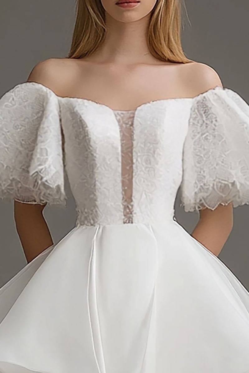 Dressself Women Organza Graduation Dress Off The Shoulder A Line Little ...