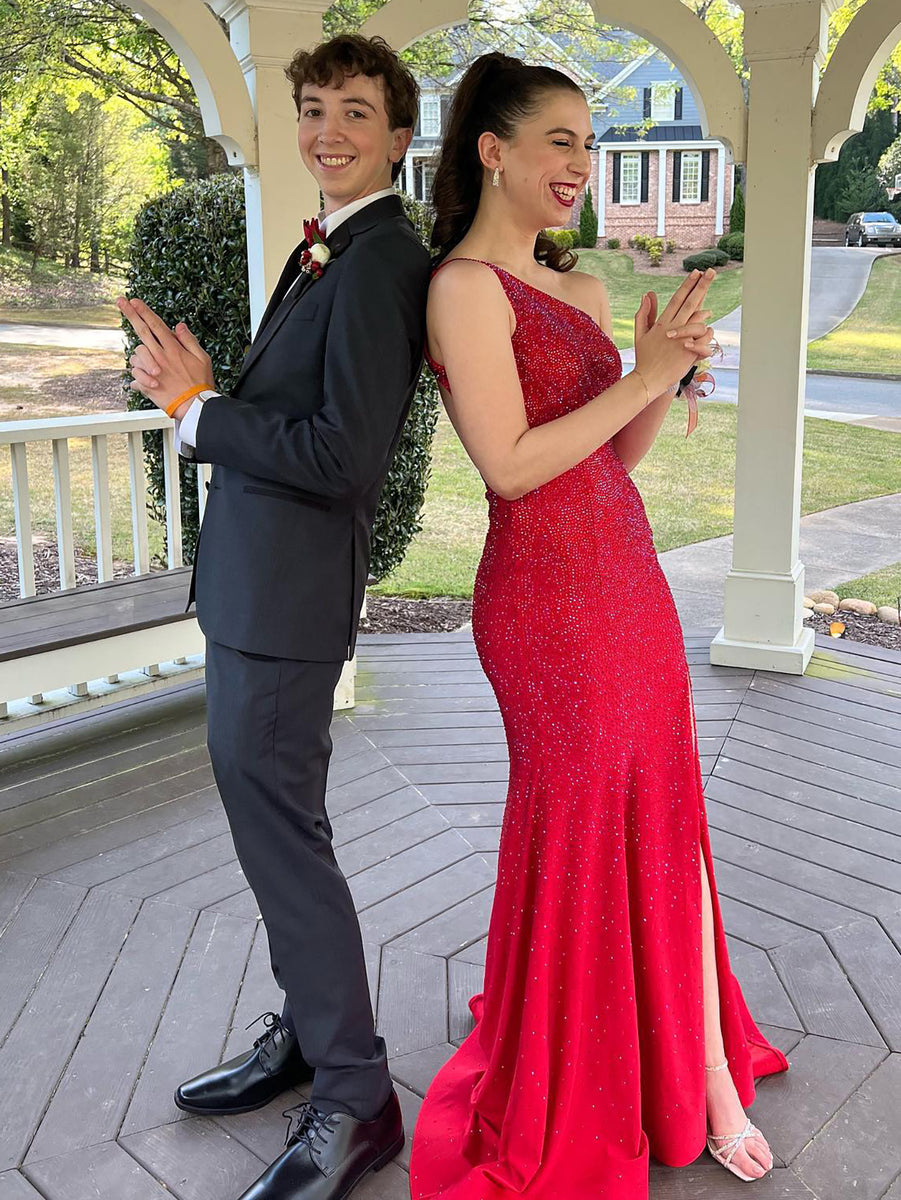 Dressself Men Black 2 Piece Prom Tuxedo Peak Lapel Single Breasted Men ...