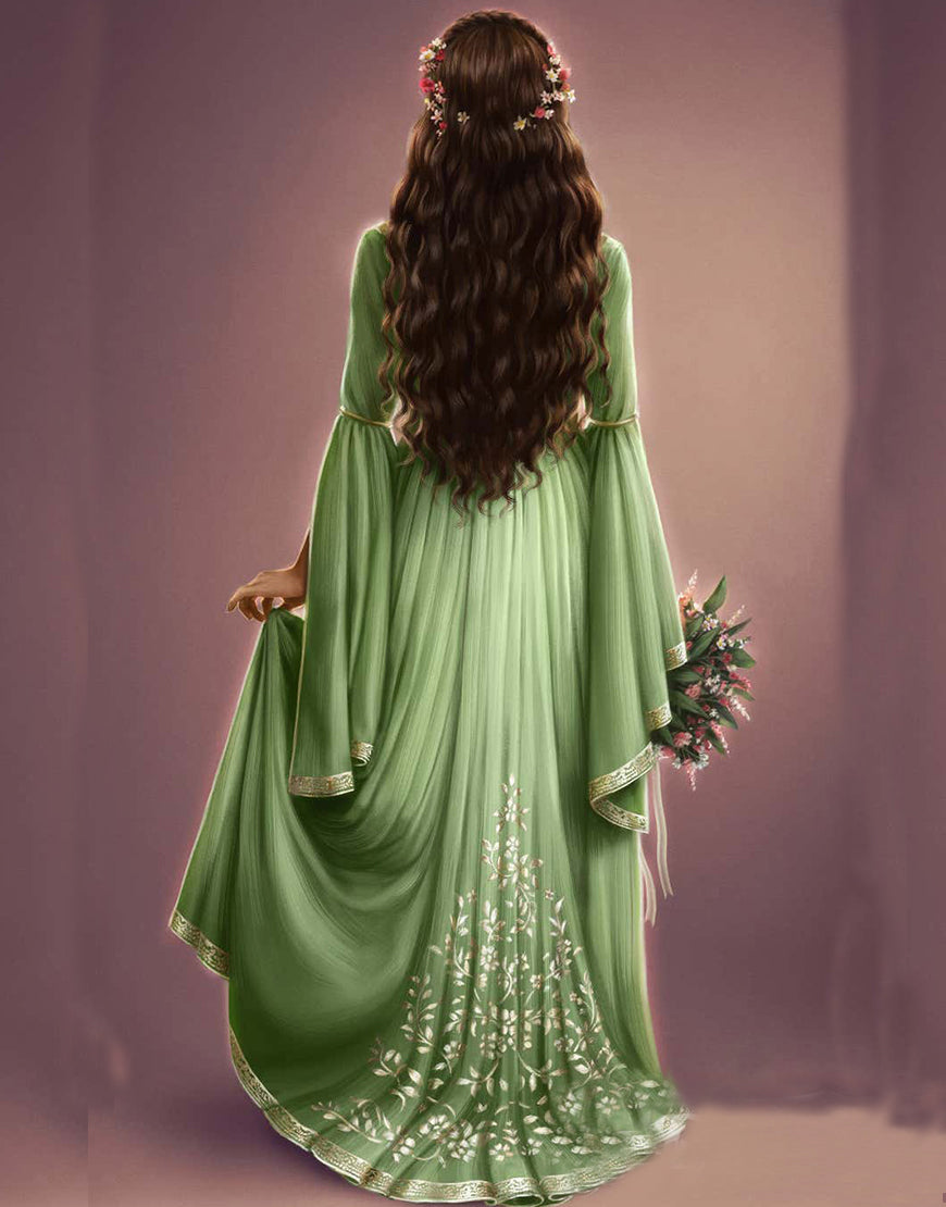 Princess Leia Wedding Dress Embroidered With Flowers – Dressself